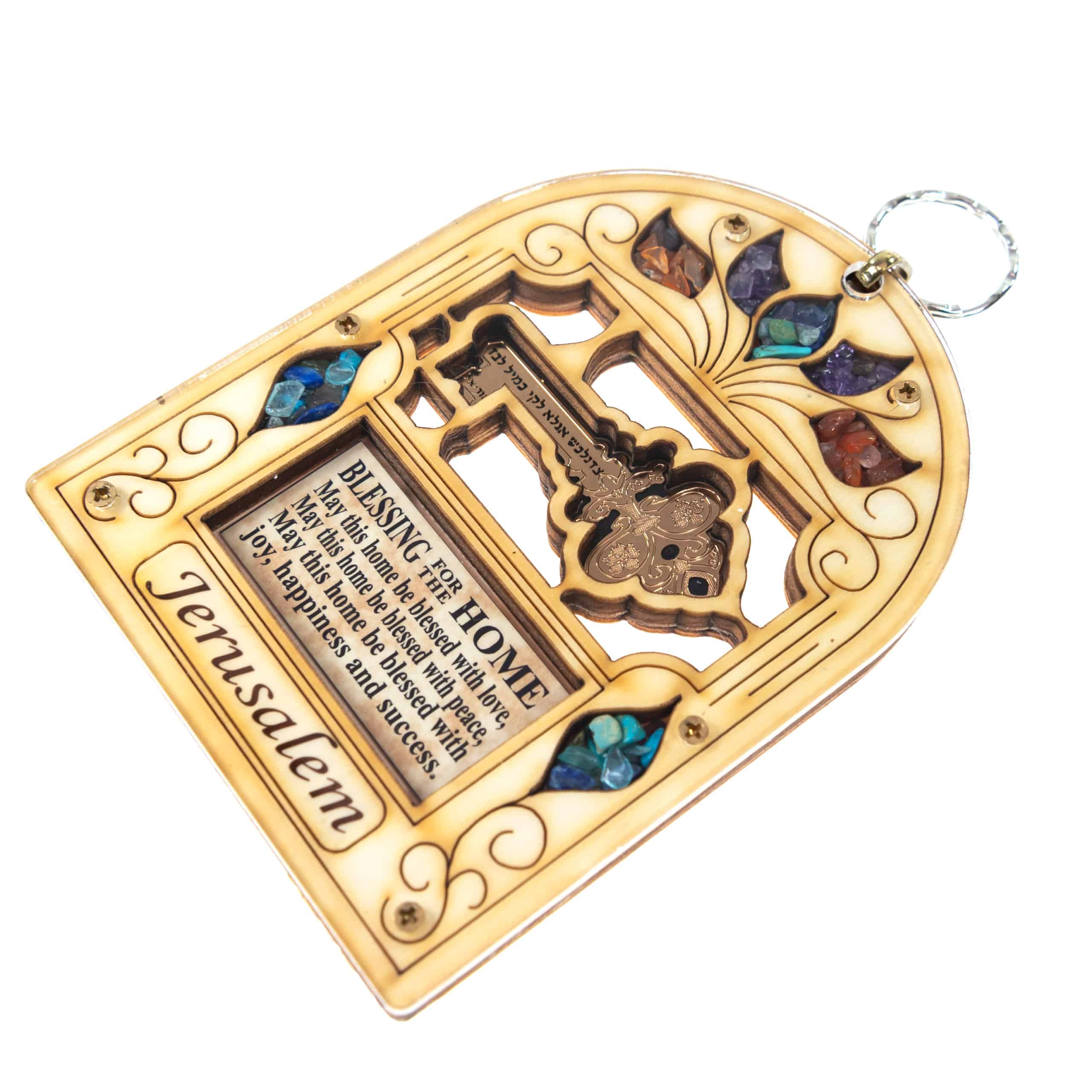 Home Blessing Wall Decor - Engraved Poplar & Gemstones