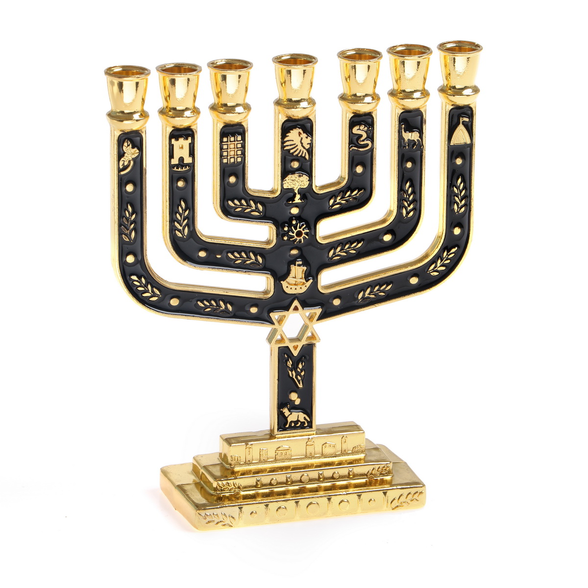 Black and Blue 7 Candle Menorah - Matiel