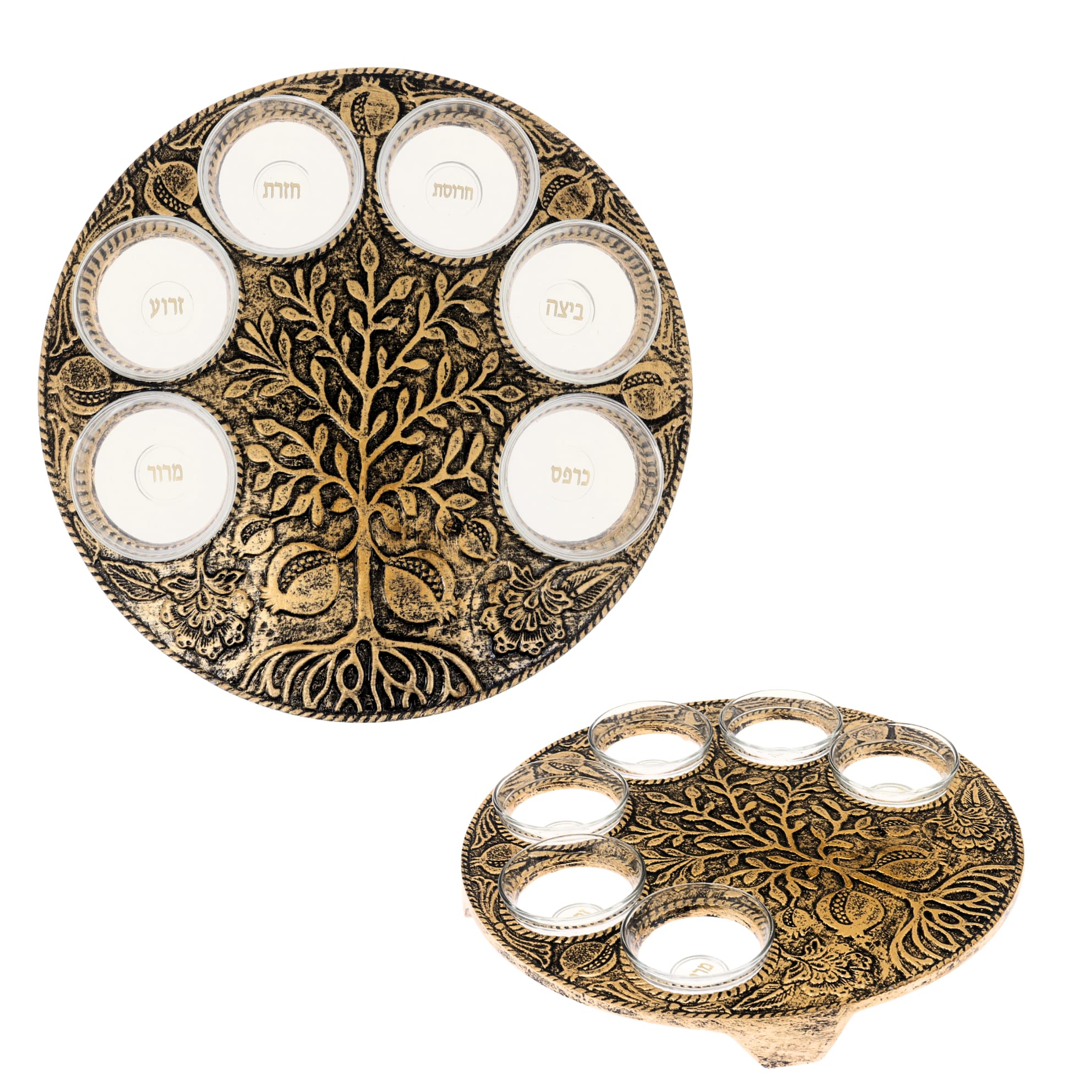 Elegant Silver color Passover Plate with Tree of Life Design - Matiel